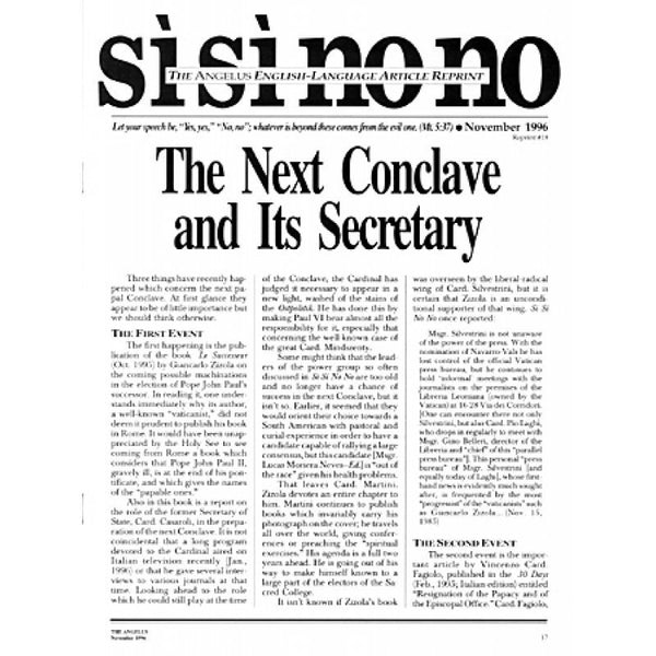 SiSiNoNo #18 November 96 - Angelus Press
